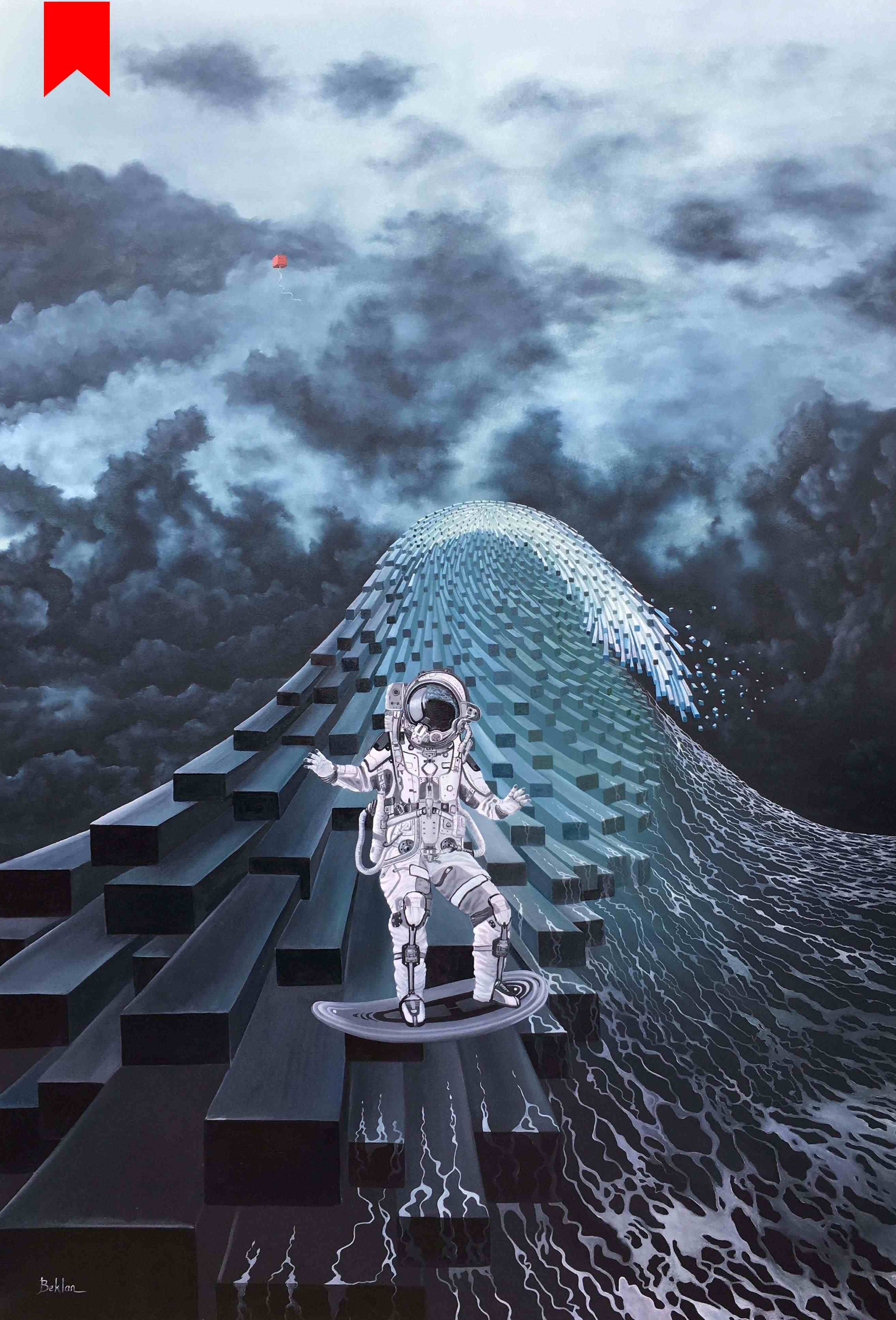 surf in space - Beklan Kizilcay - Surrealist Painter